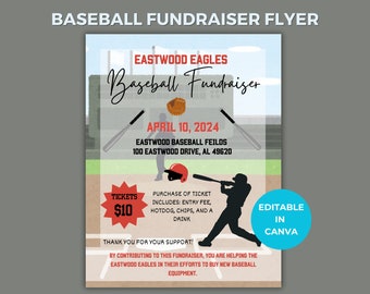Softball Fundraiser Flyer Template - Personalize on Canva - Editable ...