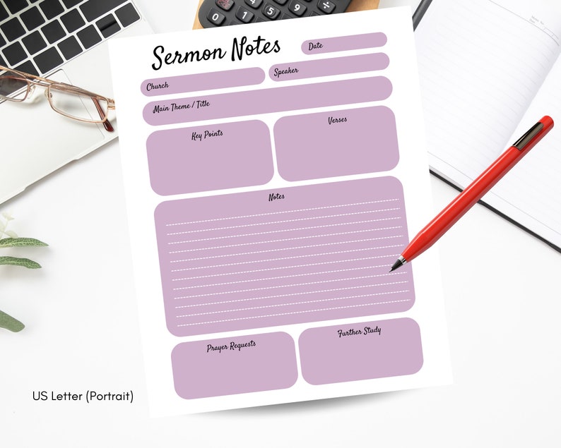 Church Sermon Notes Printable Template - Digital Download - Etsy