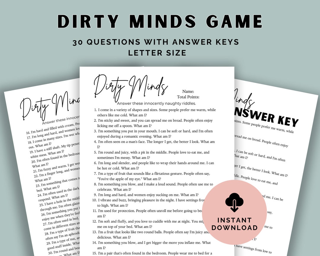 Dirty Minds Game | Fun Adult Game Printable | Bachelorette Games ...