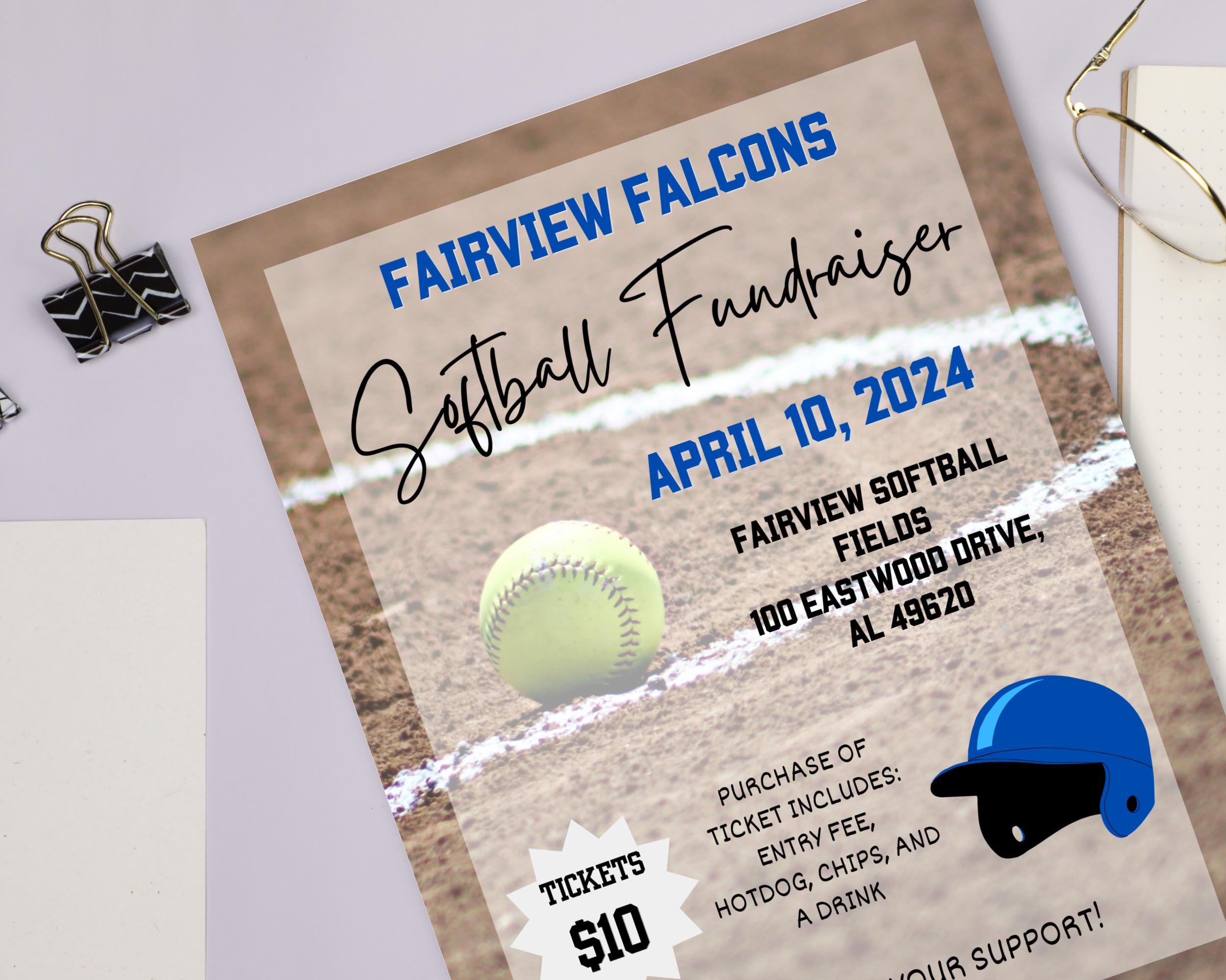 Softball Fundraiser Flyer Template - Personalize on Canva - Editable ...