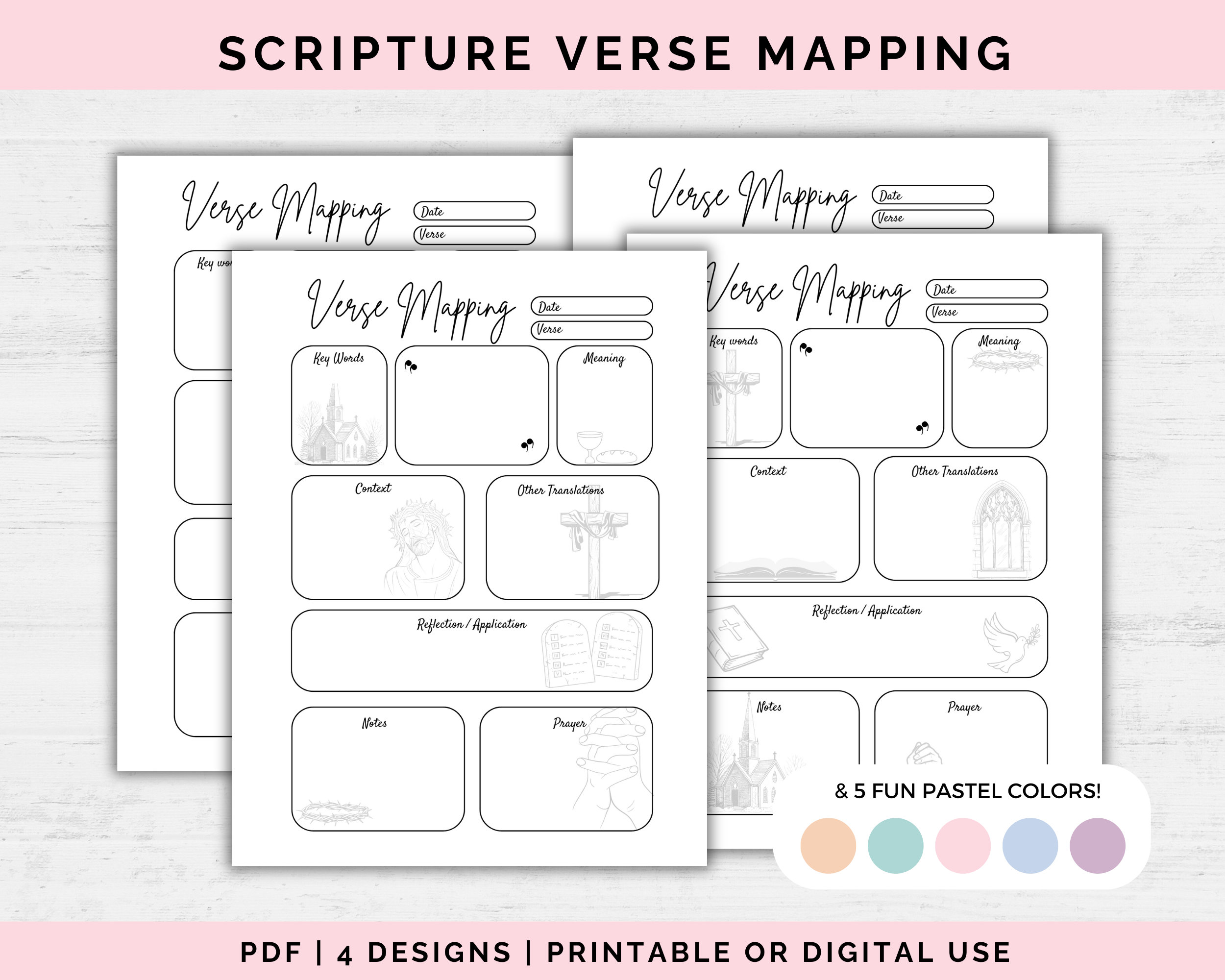 Bible Verse Mapping Template, Creative Bible Study Sheet, Scripture ...
