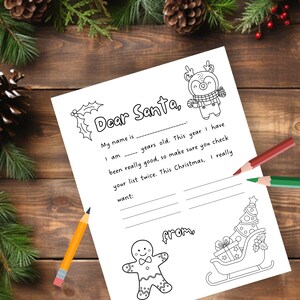 Christmas Coloring Page: Printable Letter to Santa With Gingerbread ...