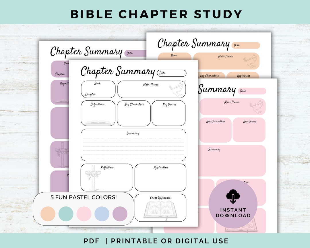 Biblical Chapter Summary Study Guide - Instant Download, Print, or Use ...