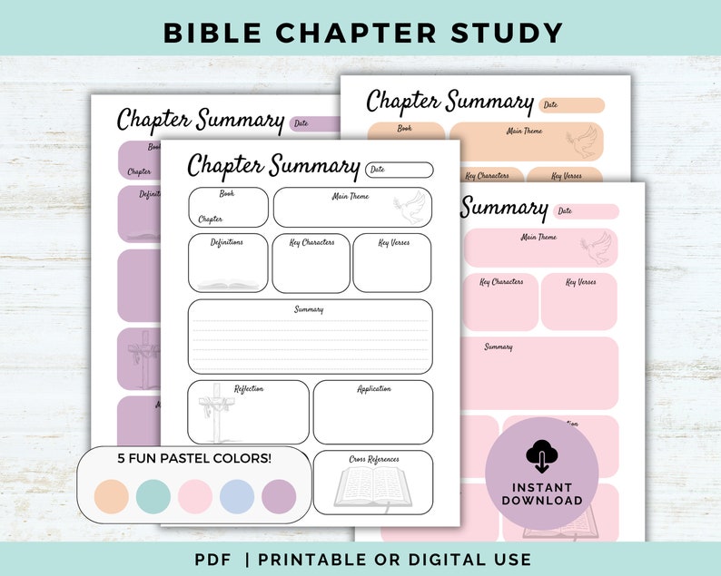 Biblical Chapter Summary Study Guide - Instant Download, Print, or Use ...
