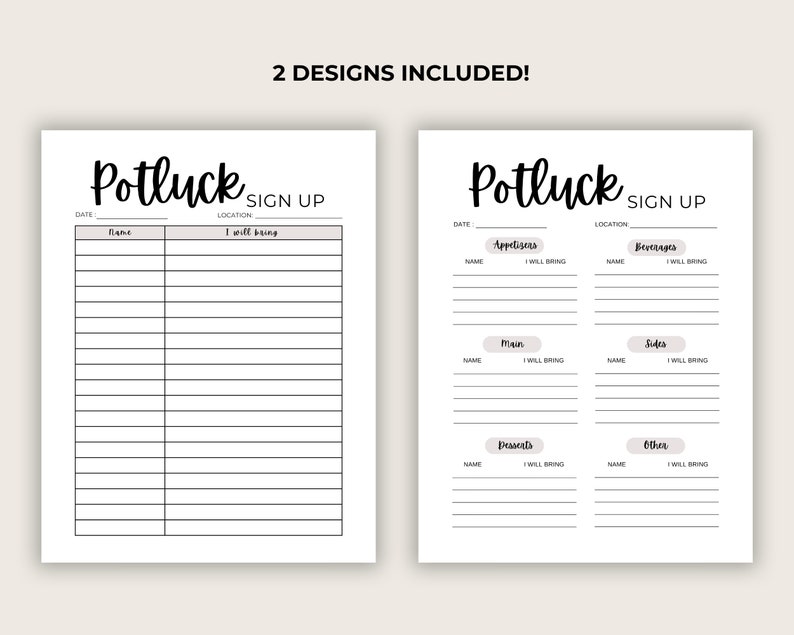 Ultimate Potluck Planner Printable for Any Occasion - Etsy