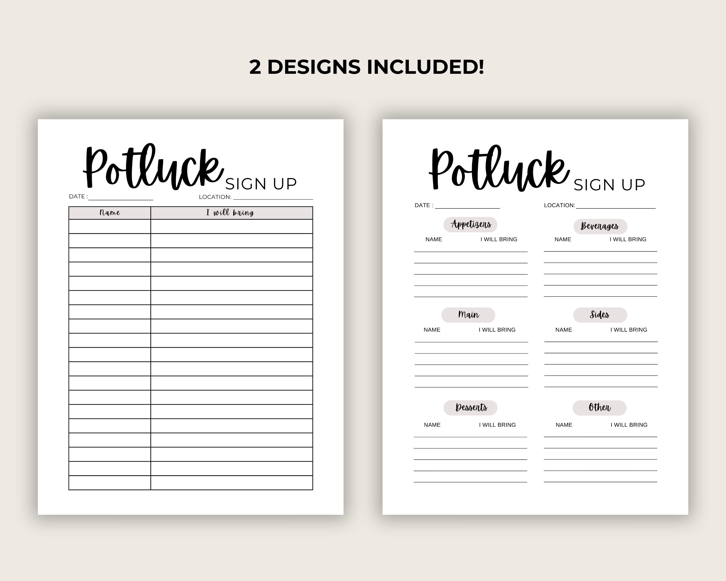 Ultimate Potluck Planner Printable for Any Occasion - Etsy