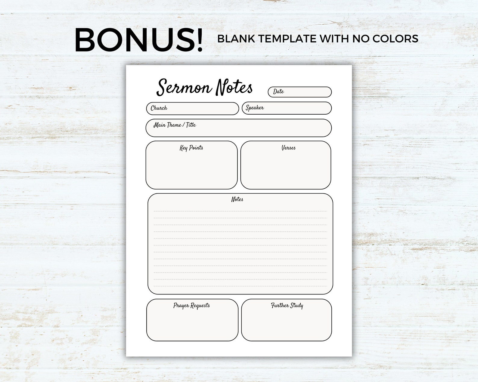 Church Sermon Notes Printable Template - Digital Download - Etsy