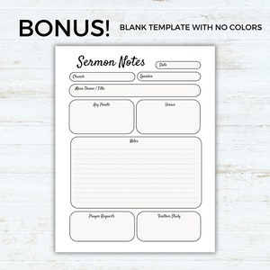Church Sermon Notes Printable Template - Digital Download - Etsy