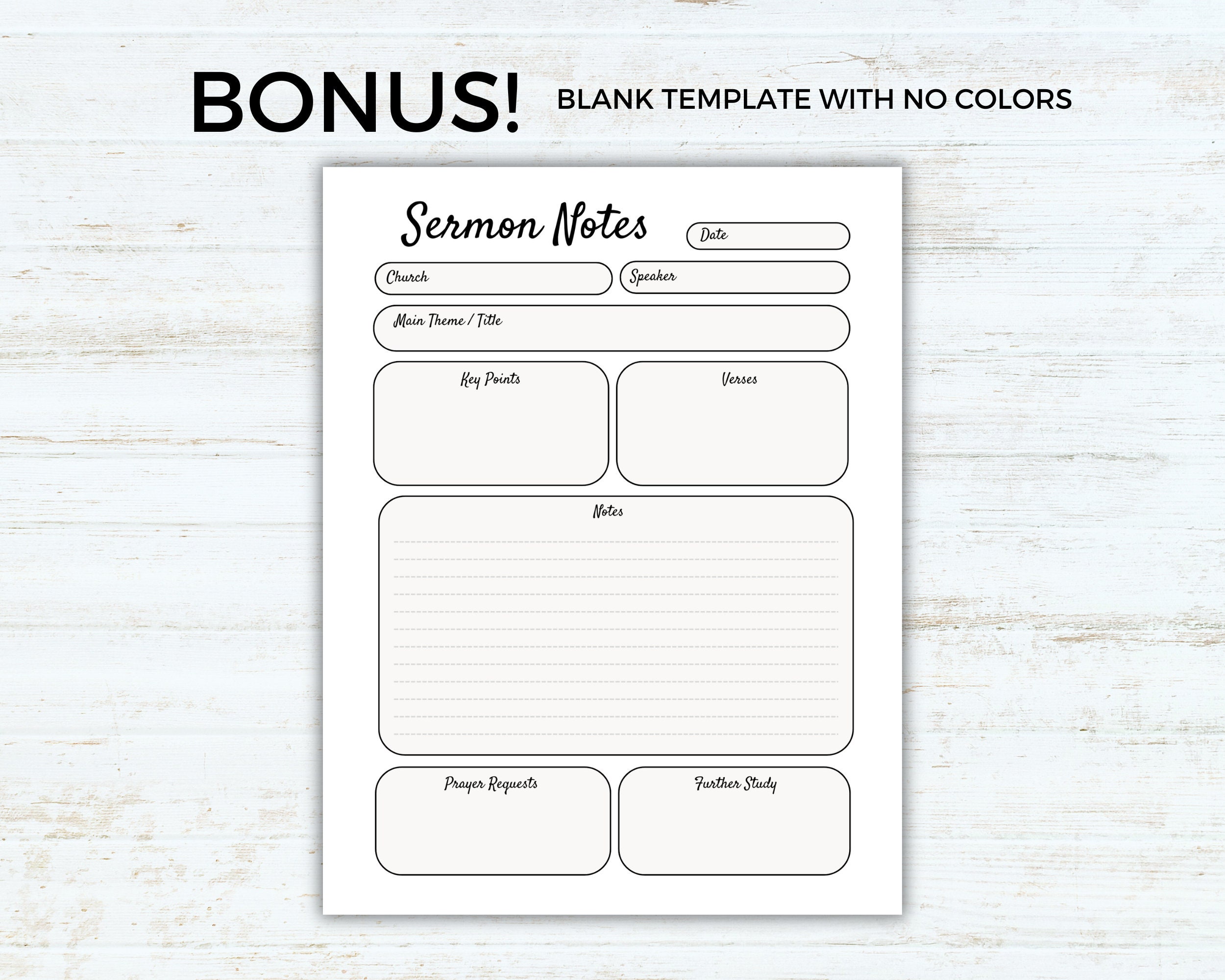 Church Sermon Notes Printable Template - Digital Download - Etsy