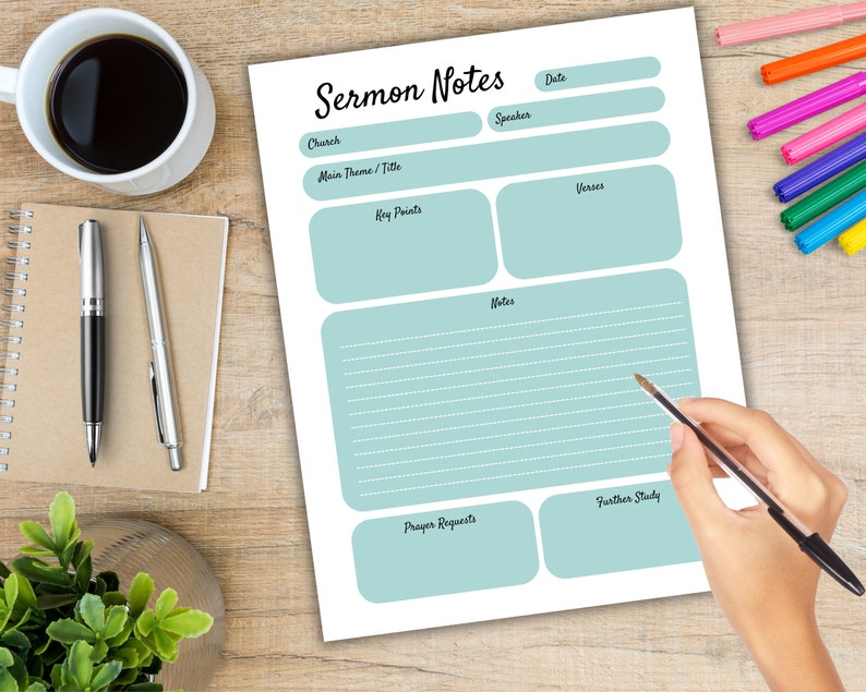 Church Sermon Notes Printable Template - Digital Download - Etsy