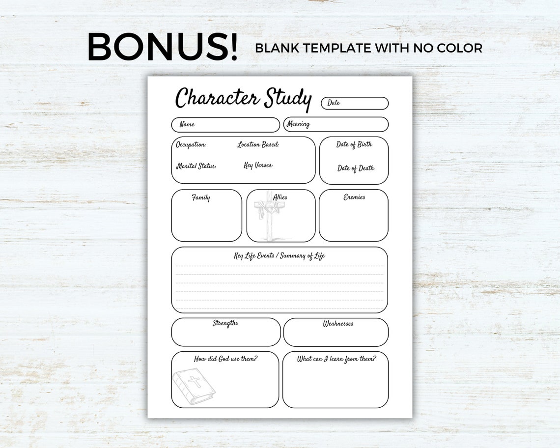 Bible Character Study Template, Biblical Character Study Printable - Etsy