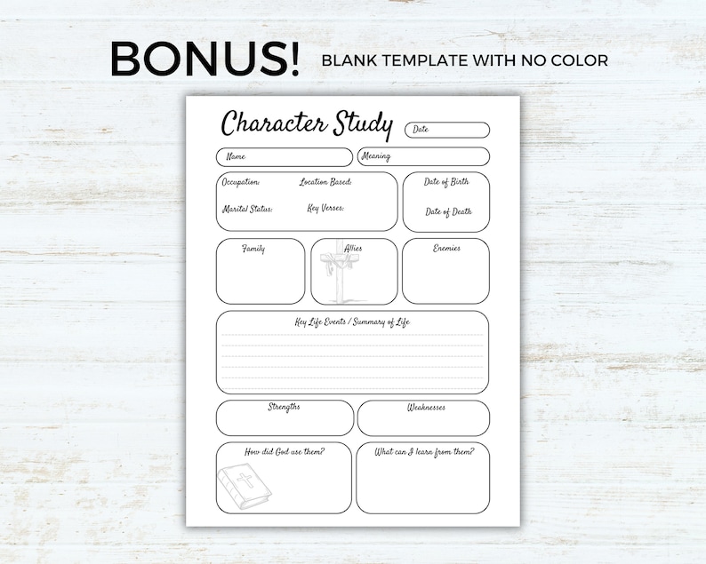 Bible Character Study Template, Biblical Character Study Printable - Etsy