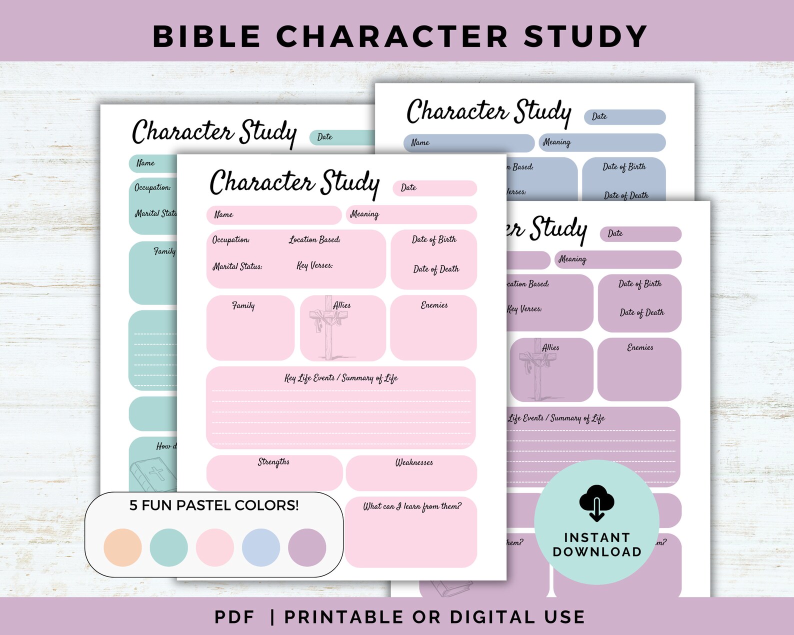 Bible Character Study Template, Biblical Character Study Printable - Etsy