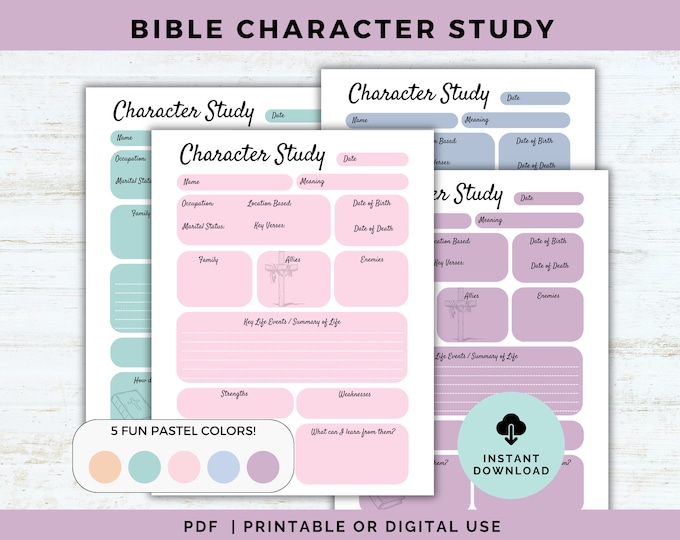 Bible Character Study Template, Biblical Character Study Printable - Etsy