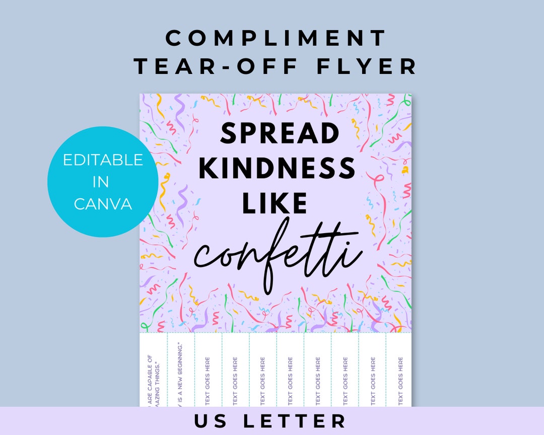 Tear-off Compliments Flyer, Random Acts of Kindness, Editable in Canva ...
