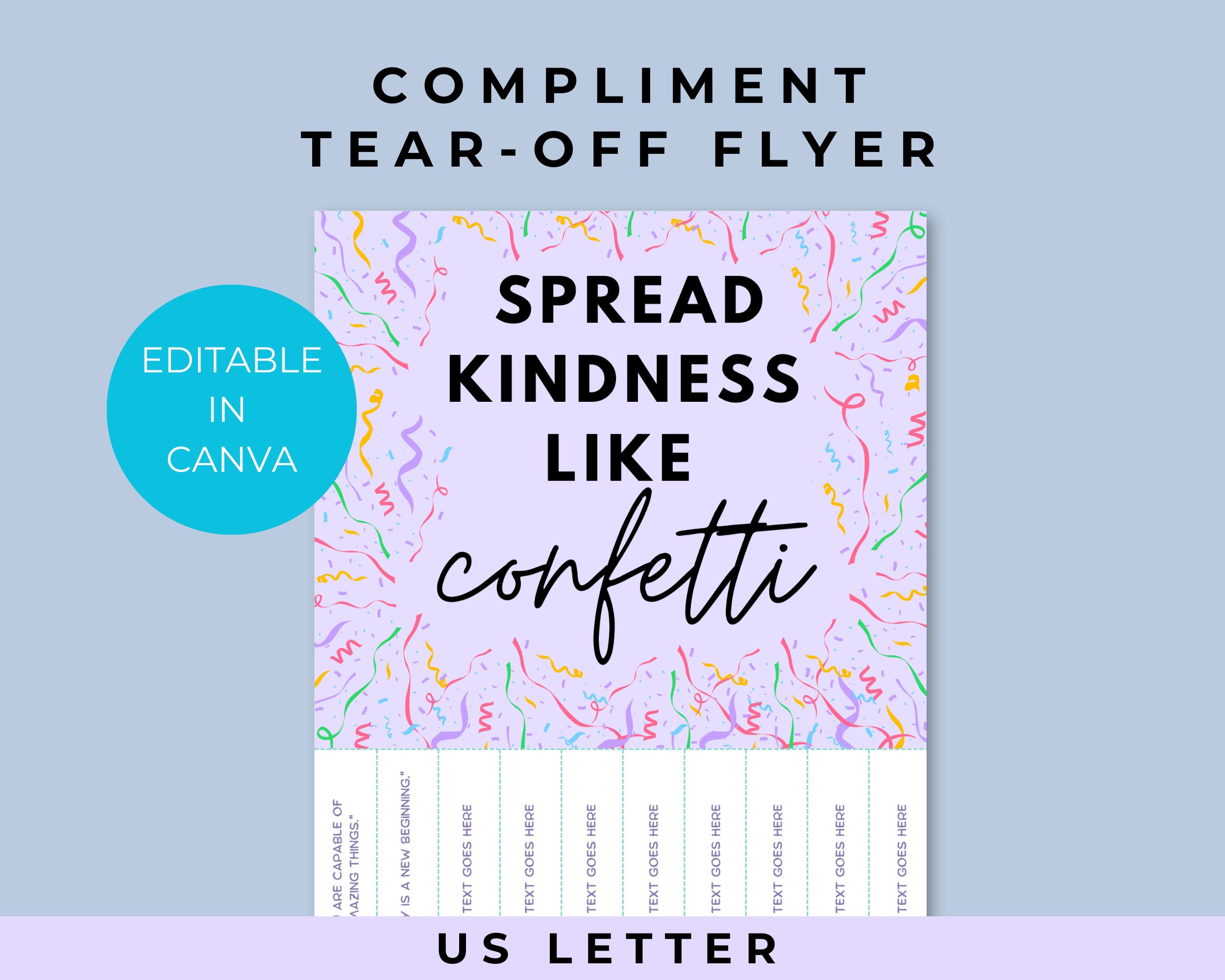 Tear-off Compliments Flyer, Random Acts of Kindness, Editable in Canva ...