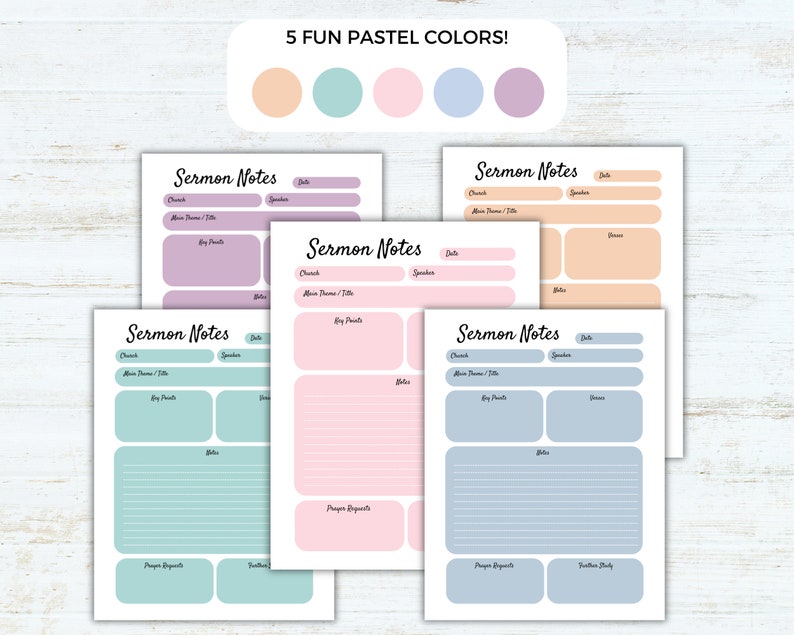 Church Sermon Notes Printable Template - Digital Download - Etsy