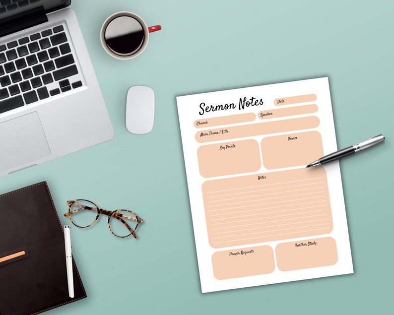 Church Sermon Notes Printable Template - Digital Download - Etsy