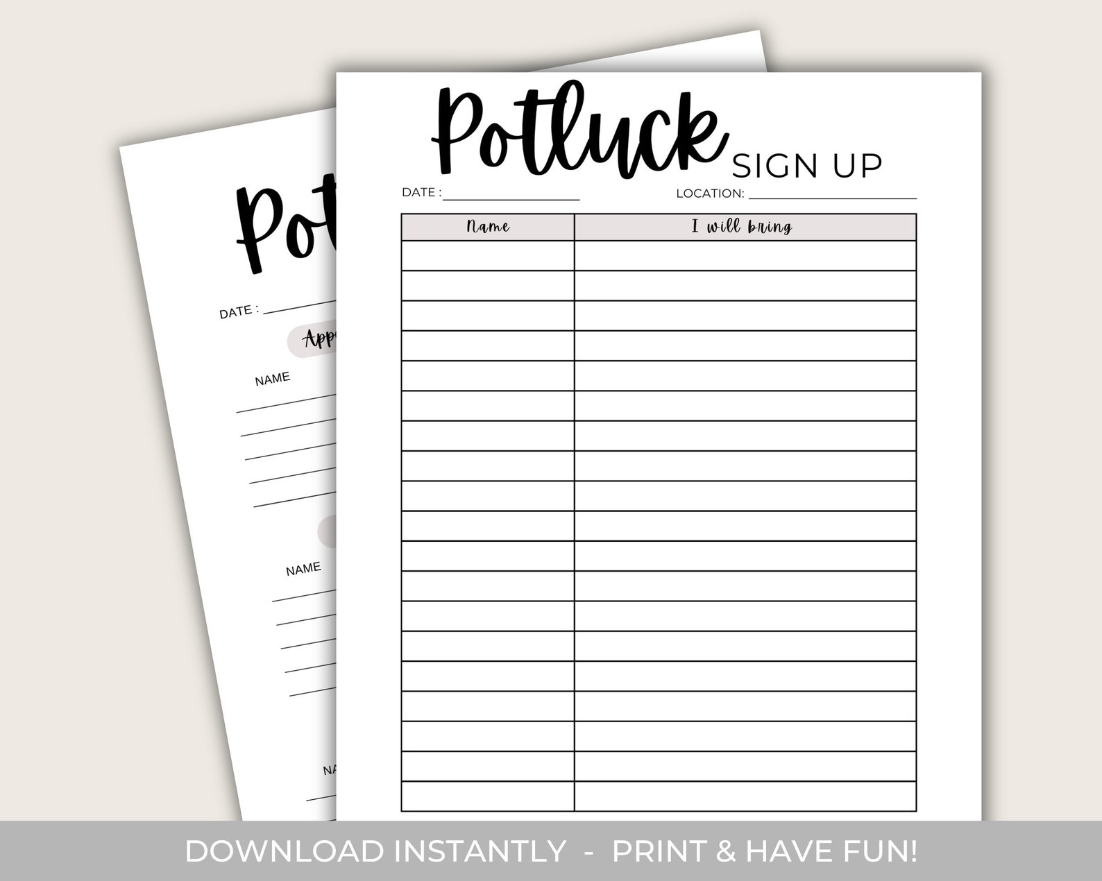 Ultimate Potluck Planner Printable for Any Occasion - Etsy