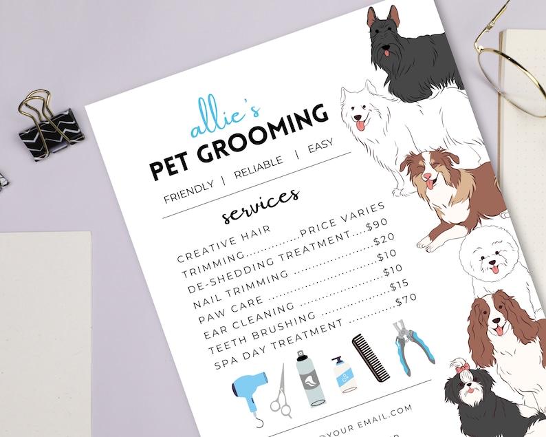 Dog Grooming Price List Flyer Template - Pet Care Business ...