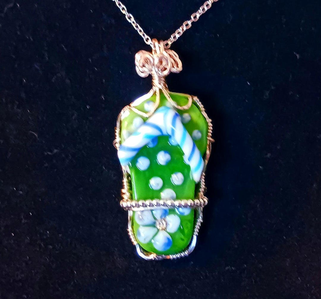 Flip Flop Necklace: Coastal Jewelry, Handmade Setting - Etsy