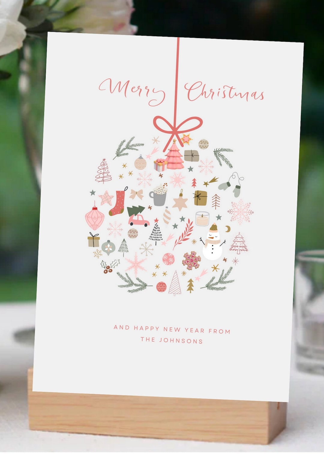 Ornament Christmas Card Editable Template - Etsy