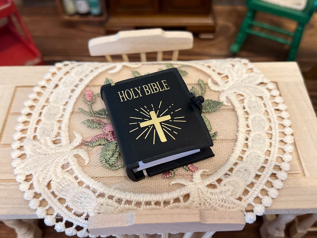Miniature Holy Bible 1:6 Scale – Dollhouse Bible in Black, Gold, or ...