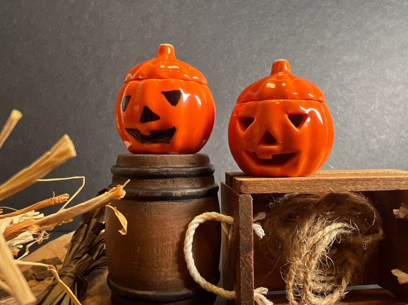 Miniature 1:12 Scale Ceramic Halloween Pumpkin Cookie Jar With Lid - Etsy