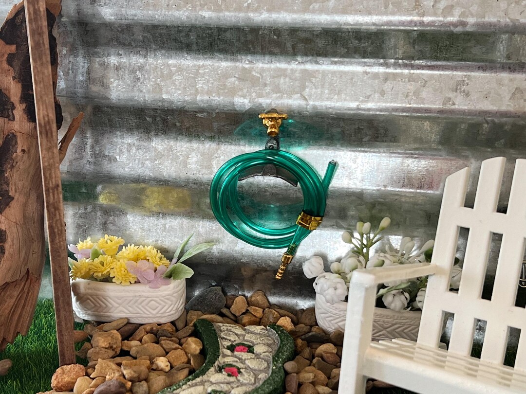 Miniature Wall Mount Water Hose-1:12 Scale – Dollhouse Green Hose With ...