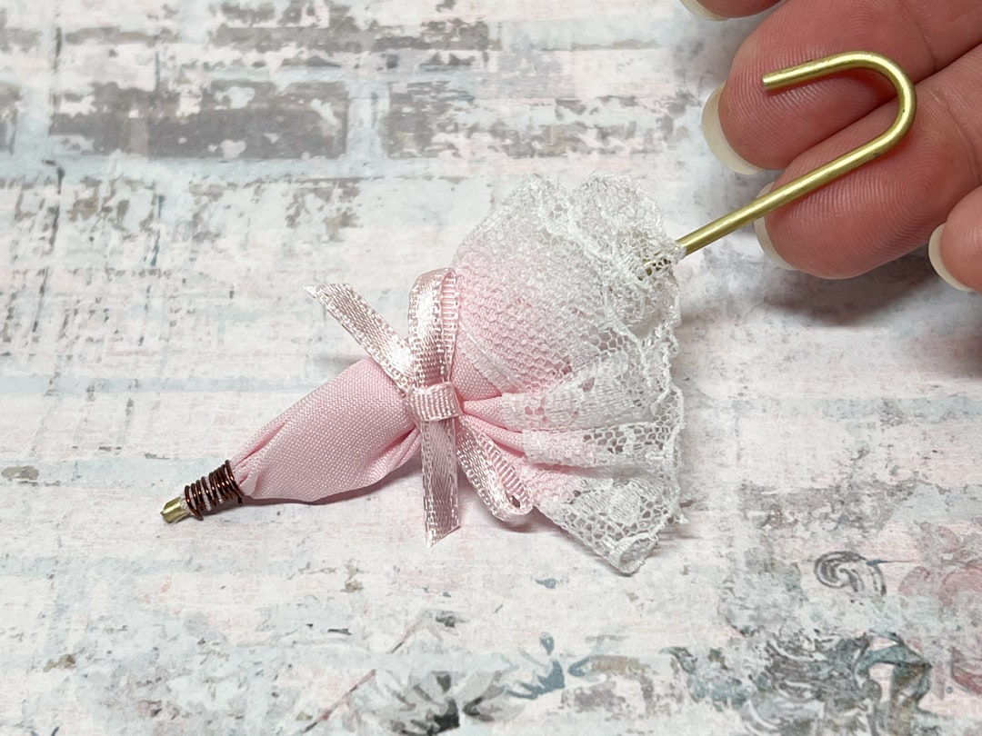 Dollhouse Miniature Victorian Parasole Umbrella Pink Doll Umbrella ...