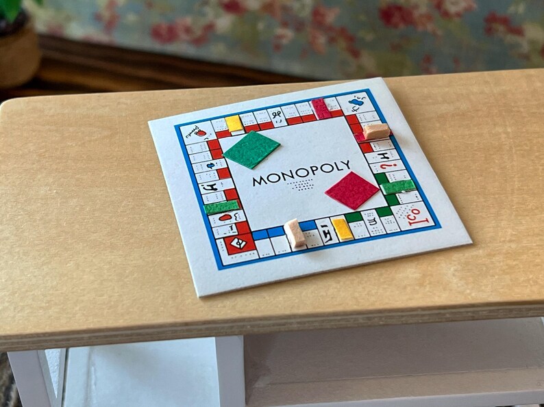 Miniature Monopoly Game – 1:12 Scale Dollhouse Board Game – Realistic ...