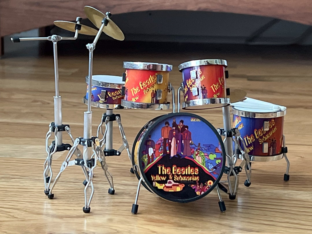 Miniature Beatles Drums Set 1:12 Scale – Dollhouse Music Room Yellow ...