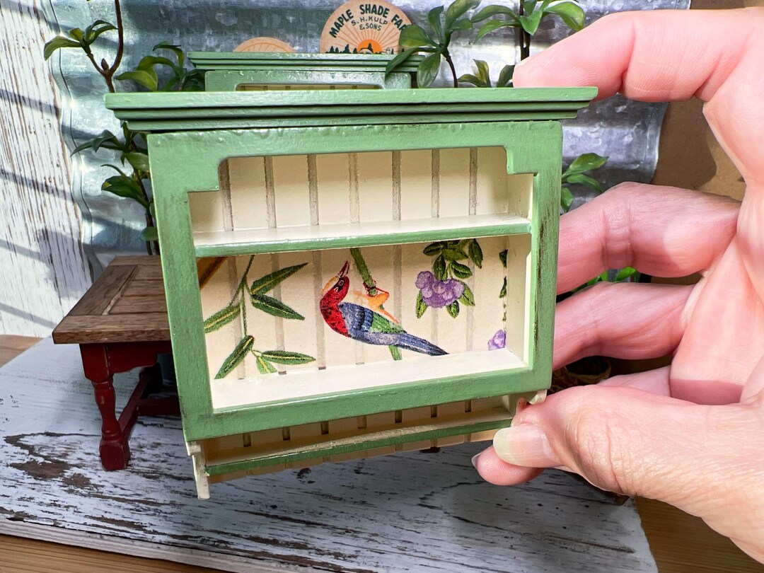 Dollhouse Miniature Wall Hanging Shelf – 1:12 Scale Yellow Wooden Shelf ...