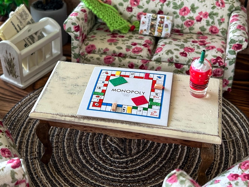 Miniature Monopoly Game – 1:12 Scale Dollhouse Board Game – Realistic ...