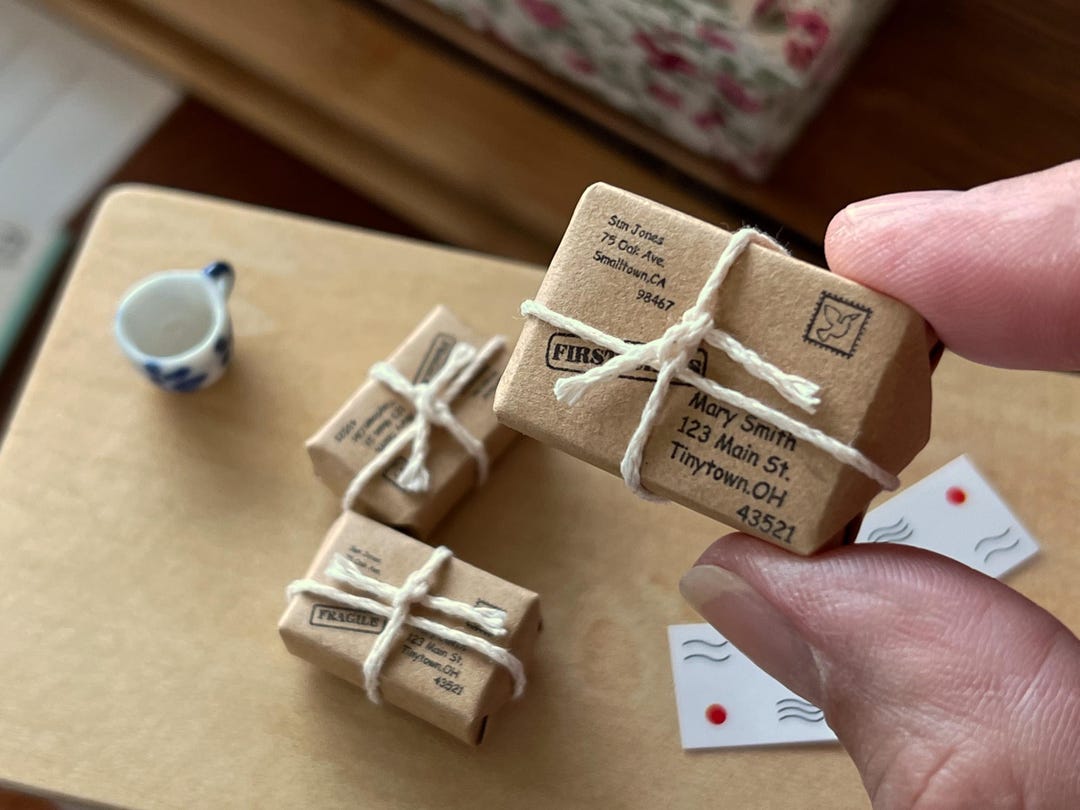 Miniature Postcards and Packages 1:12 Scale – Dollhouse Mail Set – Mini ...