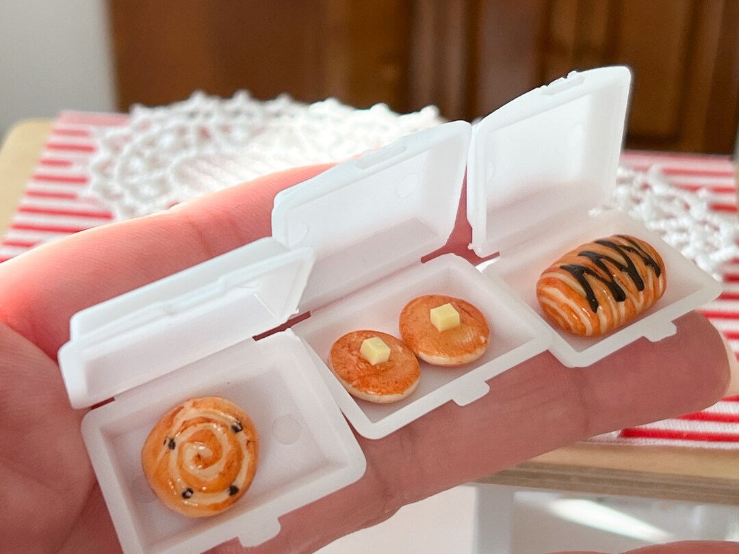 Miniature Take-out Container 1:12 Scale With Pancakes & Danishes ...