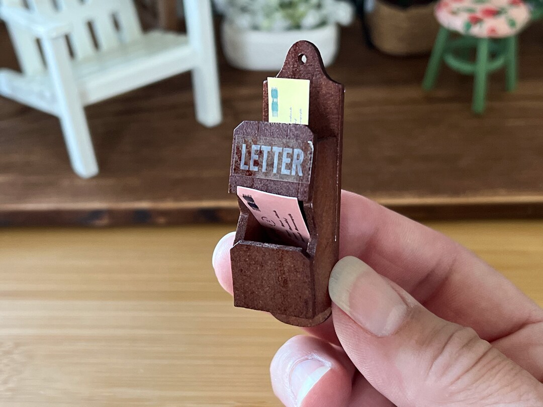Dollhouse Miniature Letter Holder With Two Cubbies and Letters ...