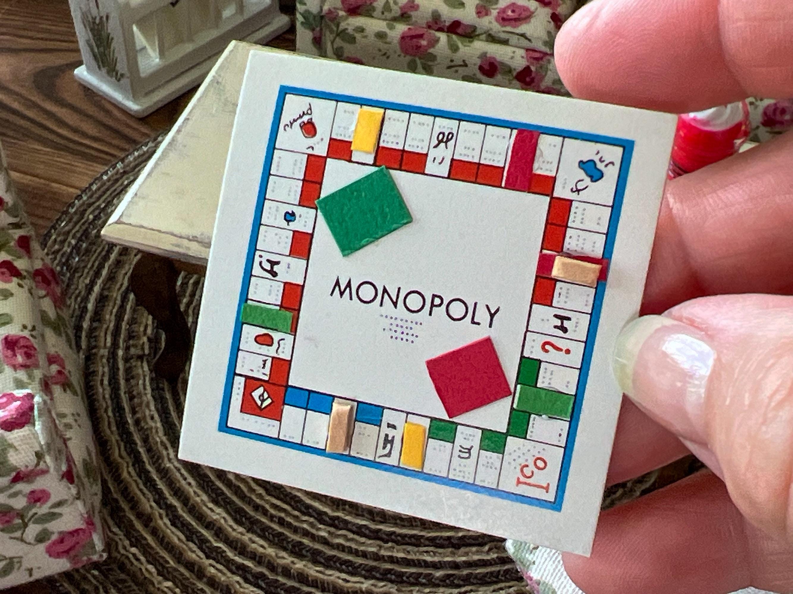 Miniature Monopoly Game – 1:12 Scale Dollhouse Board Game – Realistic ...