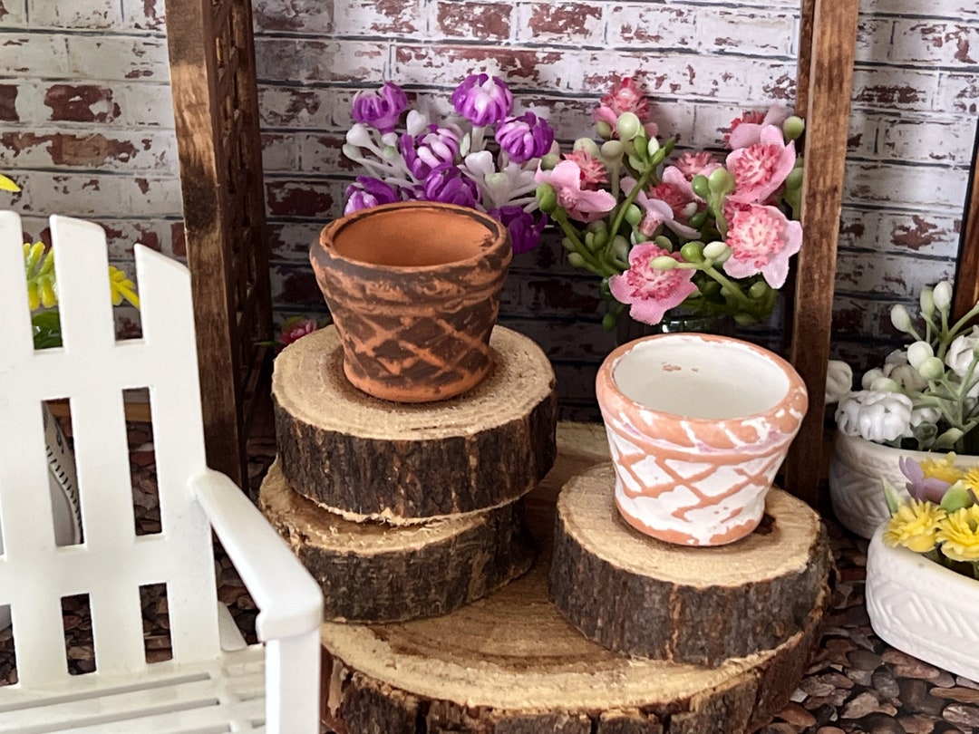 Miniature Distressed Terracotta Planters – Brown or Whitewash – 1:12 ...