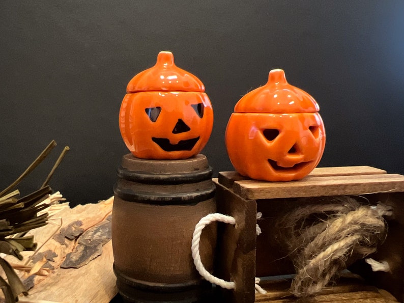 Miniature 1:12 Scale Ceramic Halloween Pumpkin Cookie Jar With Lid - Etsy
