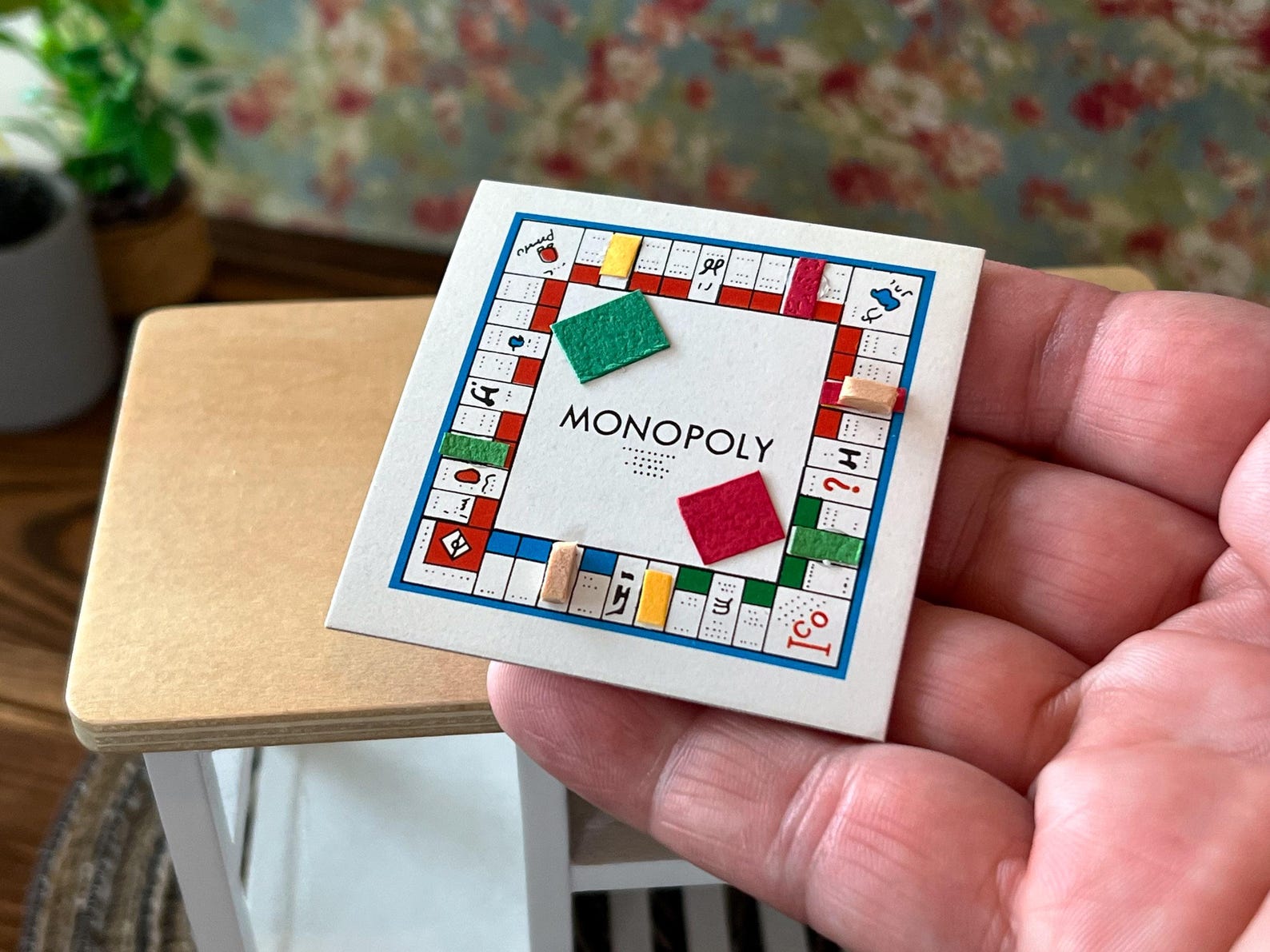 Miniature Monopoly Game – 1:12 Scale Dollhouse Board Game – Realistic ...