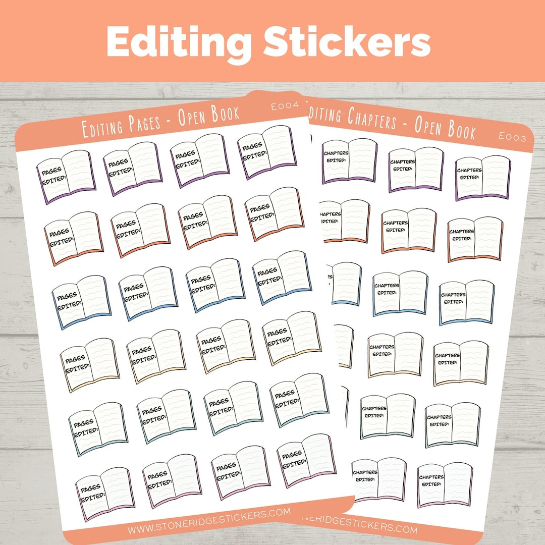 Editing Tracker Sticker Open Book Stickers for Writers and Authors ...