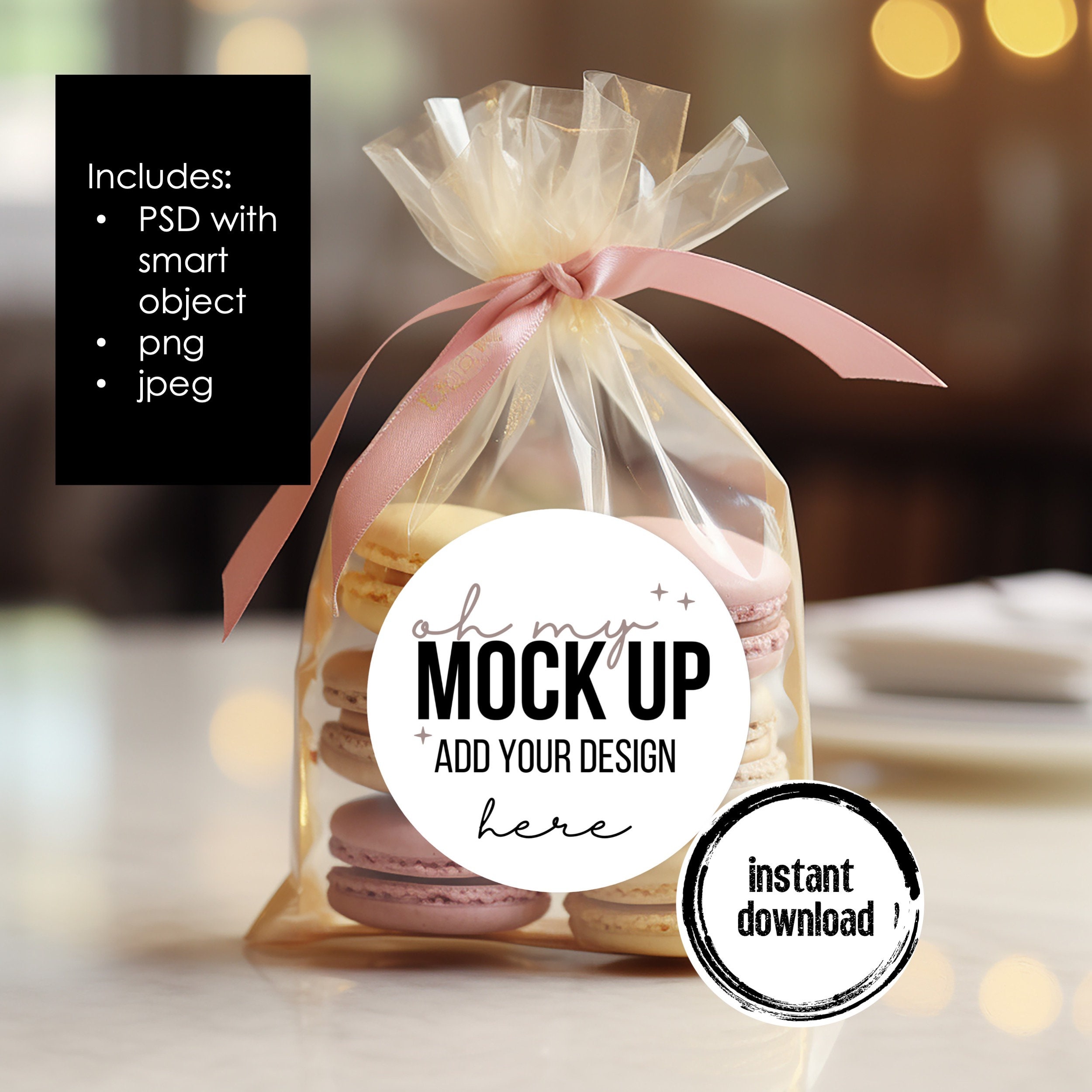Macaron Label Mockup, Round Tag Mockup, Styled Round Sticker Label ...