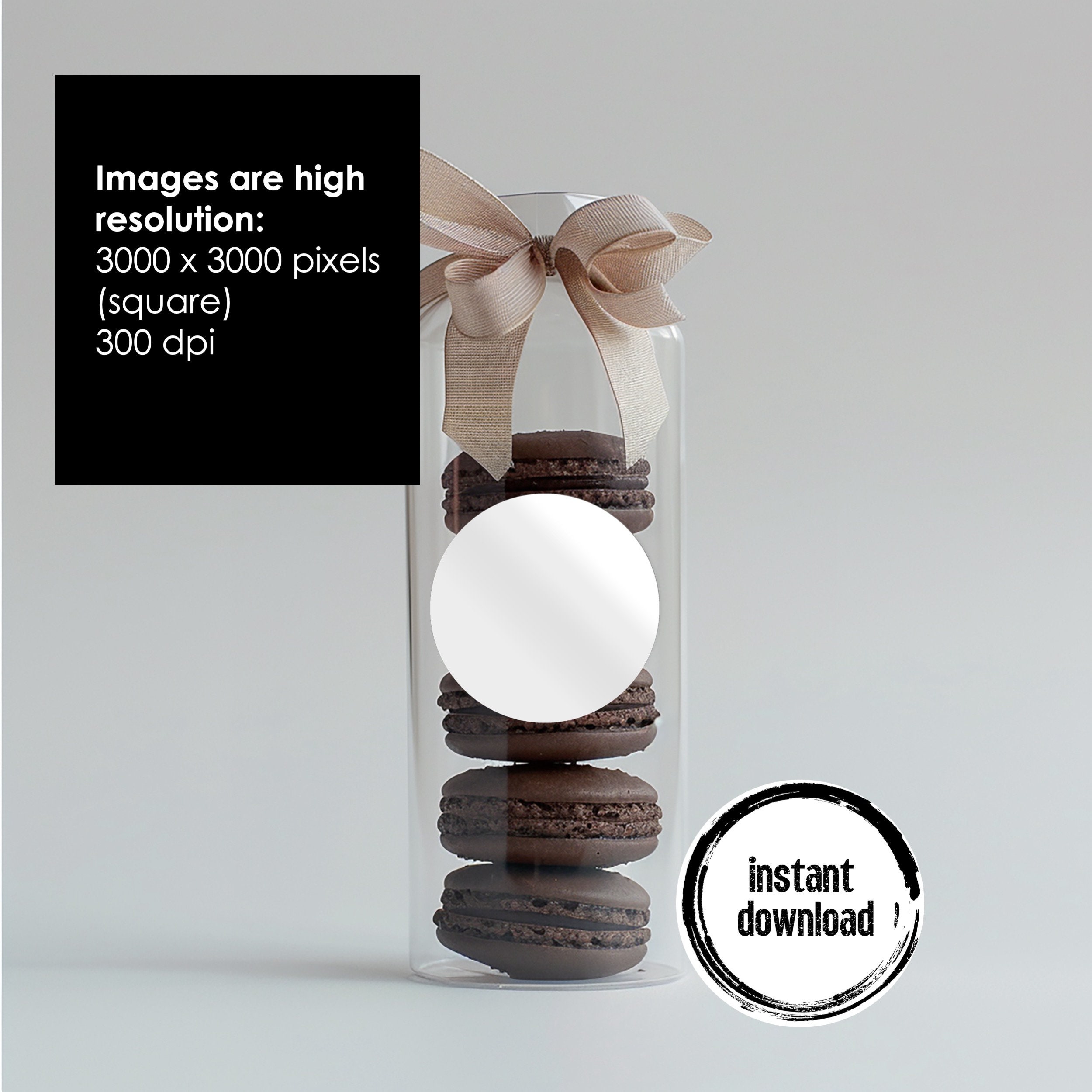 Macaron Label Mockup, Round Tag Mockup, Round Sticker Label Mockup ...