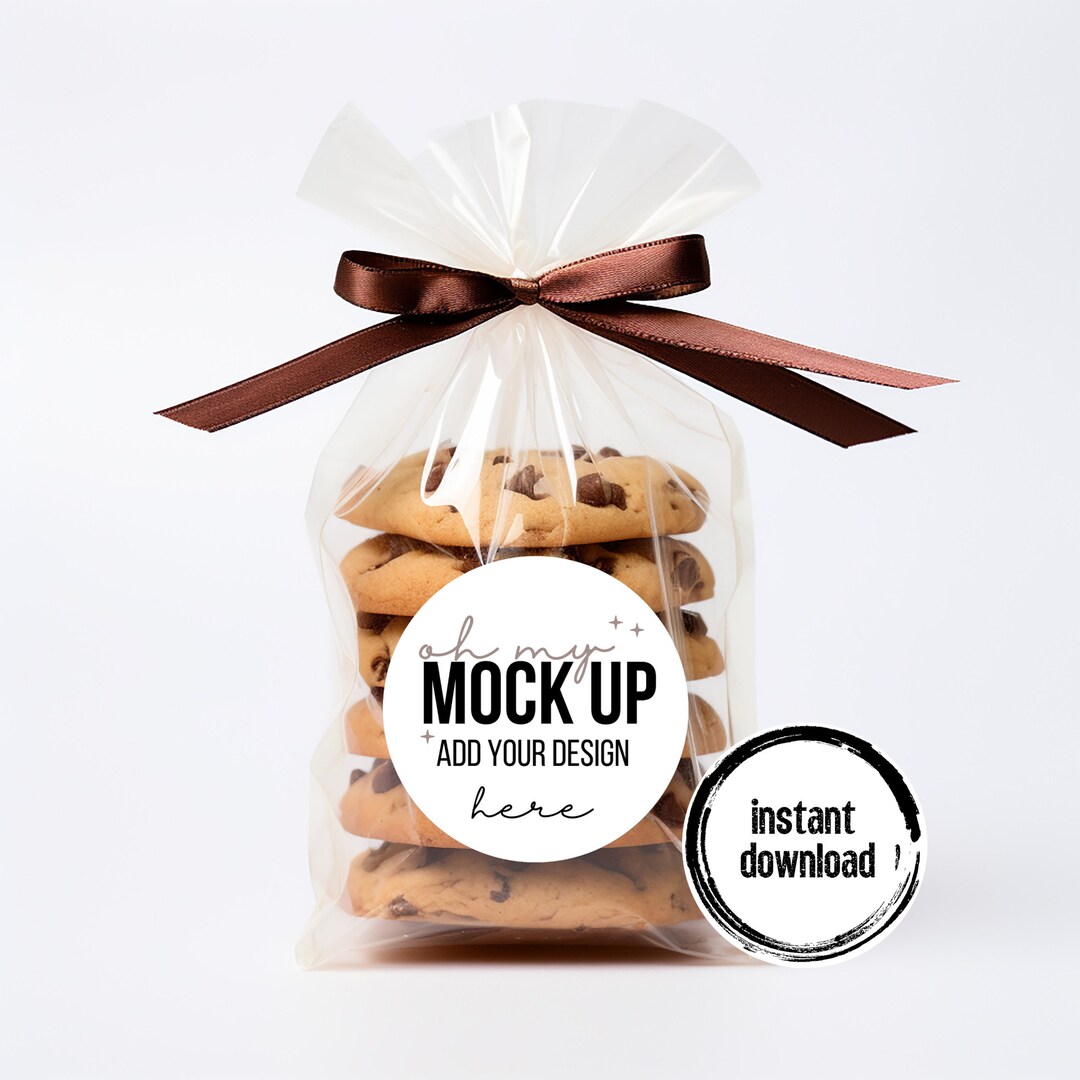 Cookie Bag Mockup, Round Tag Mockup, Sticker Label Mockup, Cookie ...