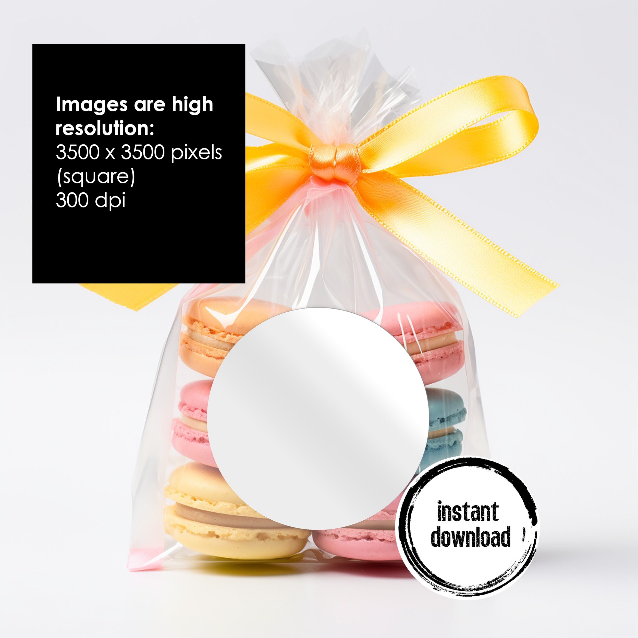 Macaron Label Mockup, Round Tag Mockup, Round Sticker Label Mockup ...