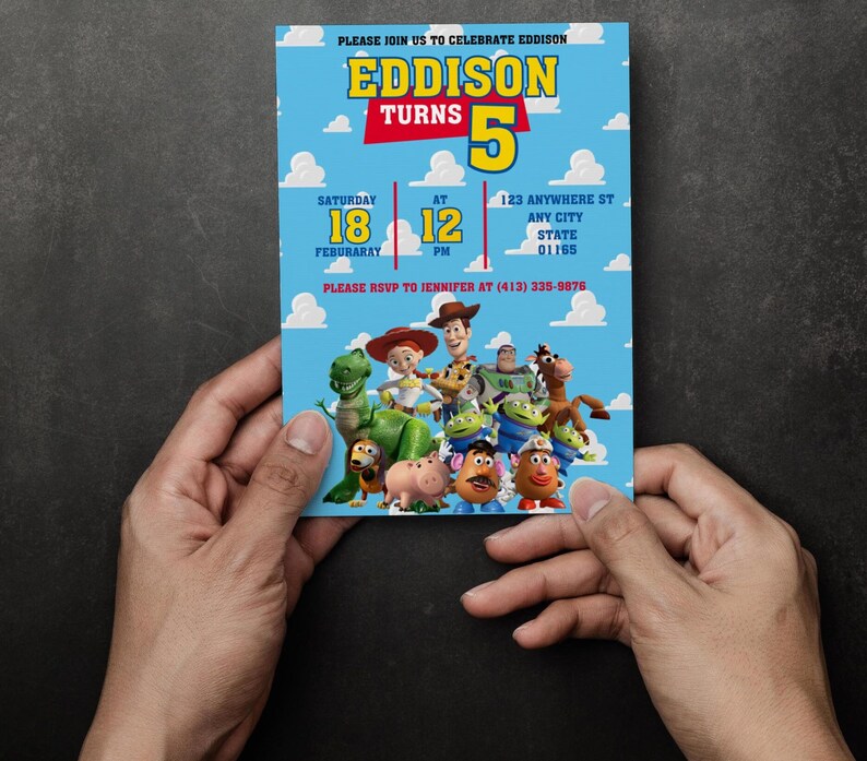 Toy Story Digital Invitation, Toy Story Birthday Party, Kids Digital ...