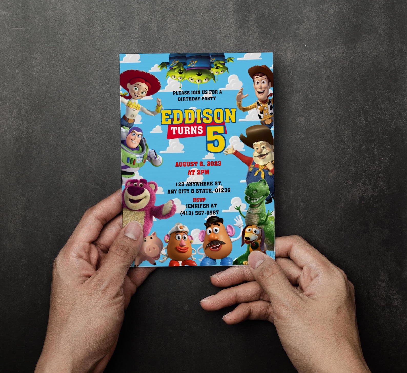 Toy Story Digital Invitation, Toy Story Birthday Party, Kids Digital ...