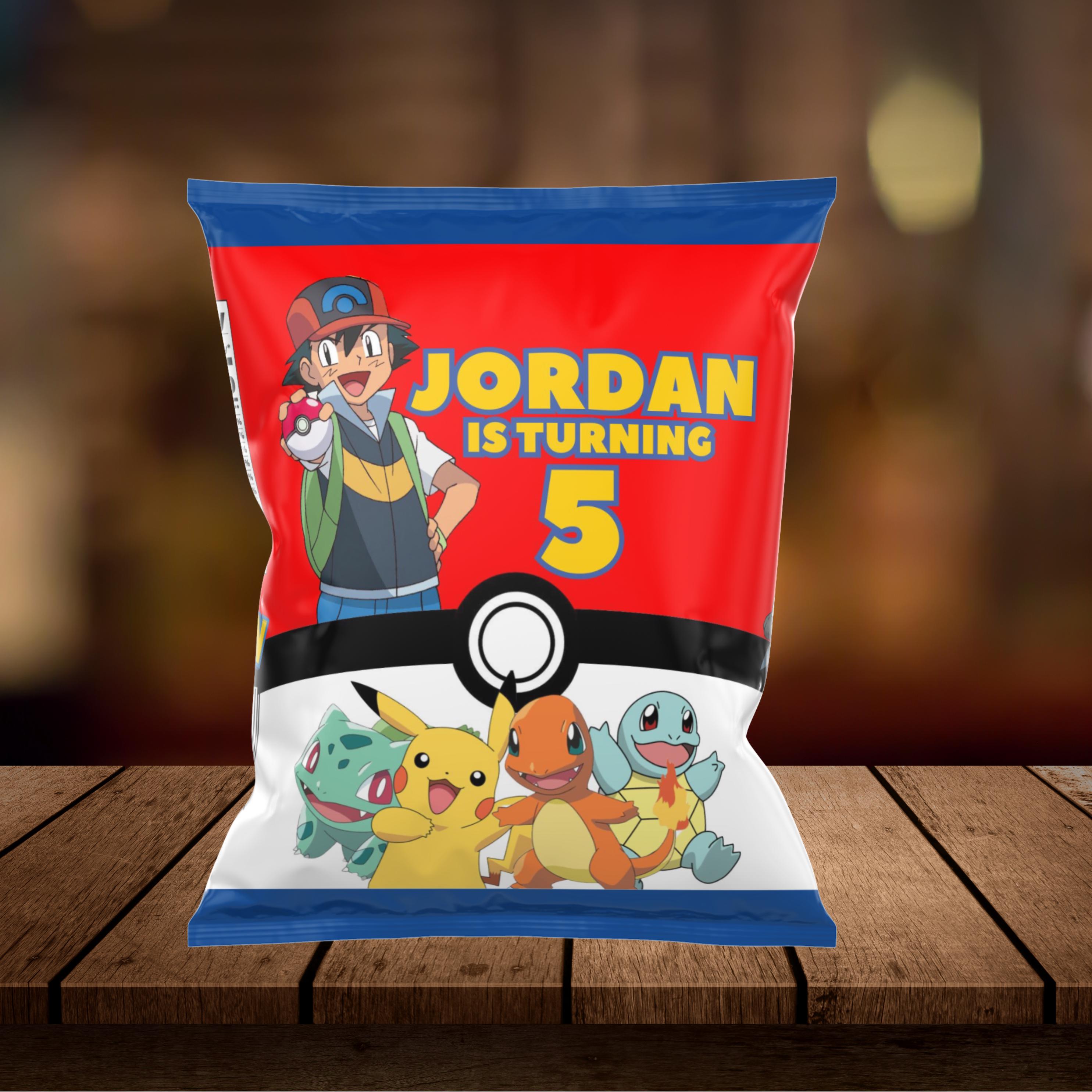 Editable Pokemon Party Chip Bag, Template Printable, Kids Birthday Chip ...