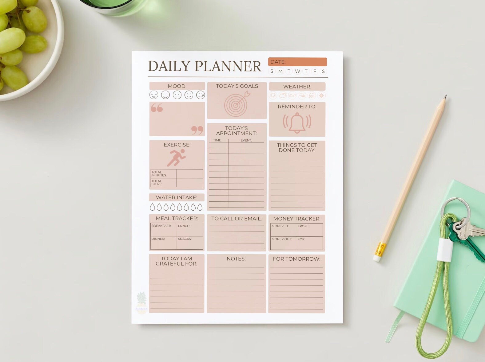 Daily Planner Printable Planner Digital Dowload - Etsy